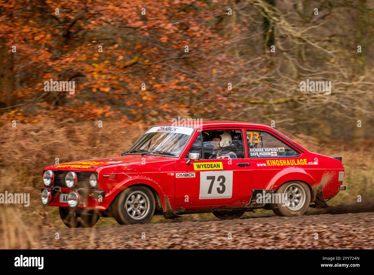 October 2024 - Red Ford Escort Mk2 Rally car on the Wyedean car rally ...