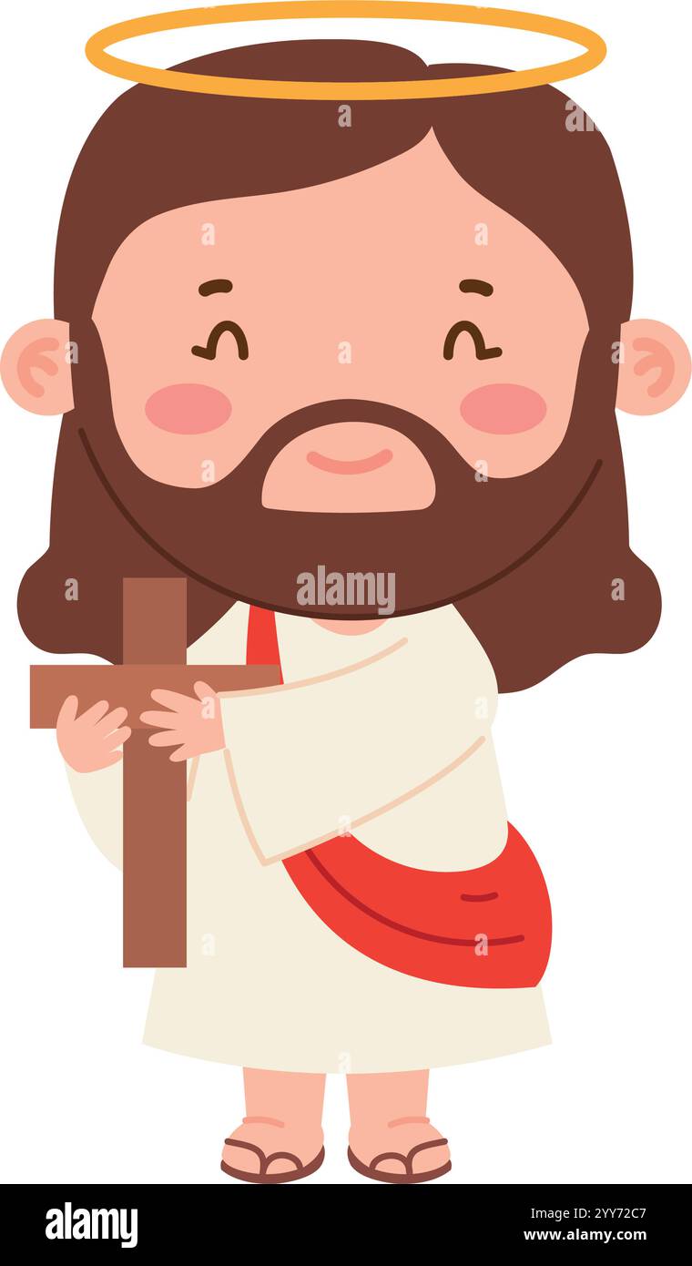 cute jesus holding cross Stock Vector Image & Art - Alamy
