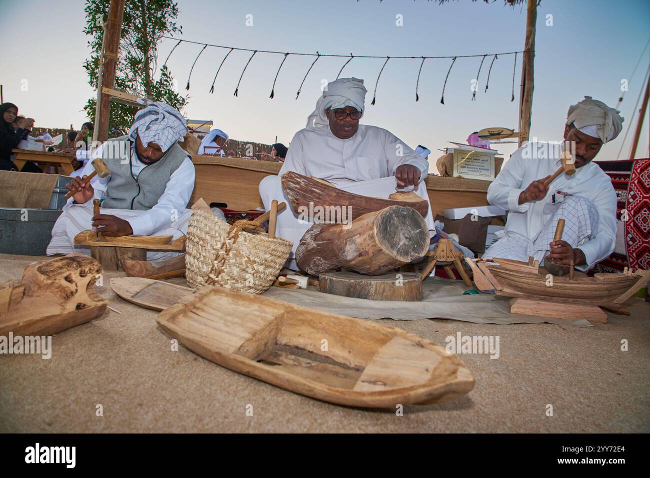traditional Arabic carpenters (dhow makers) working in Katara cultural ...