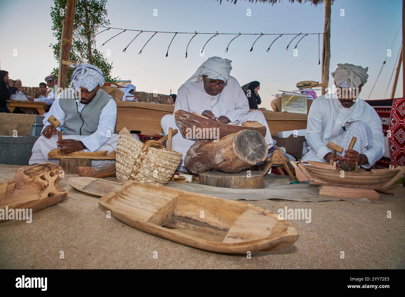 traditional Arabic carpenters (dhow makers) working in Katara cultural ...