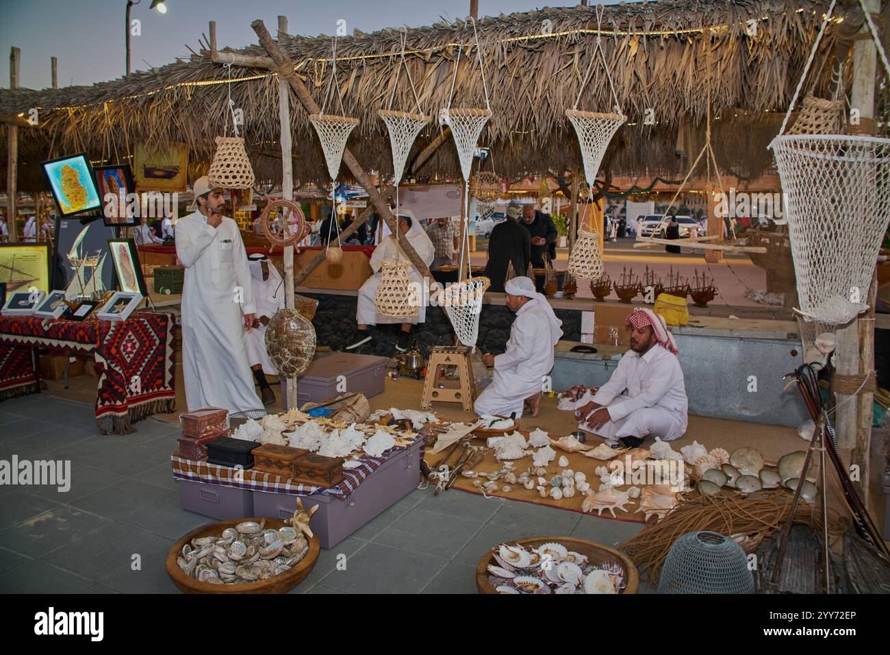 Katara 14th traditional dhow festival in Doha Qatar sunset shot showing ...