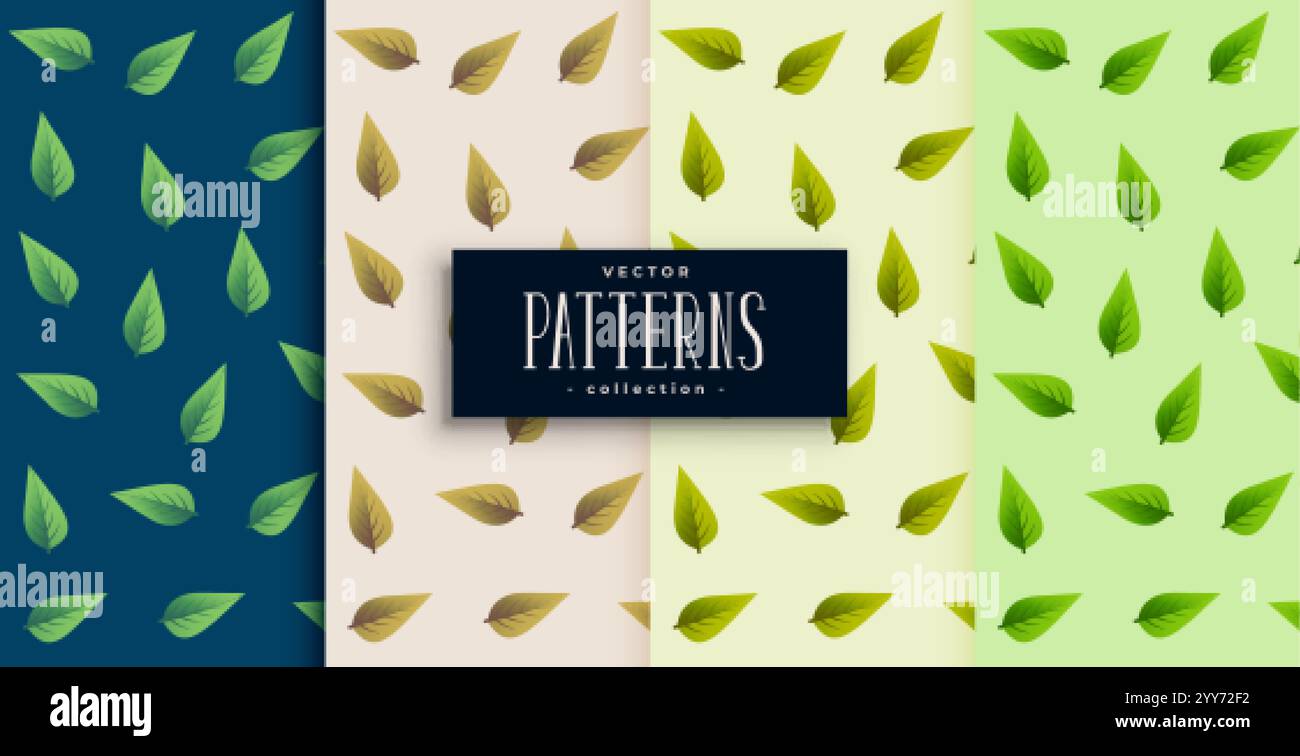 realistic green leaves pattern set design Stock Vector Image & Art - Alamy