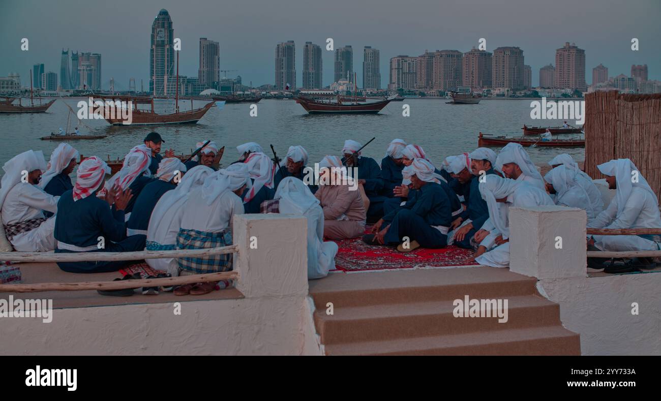 Qatar traditional folklore dance (Ardah dance) in Katara 14th ...