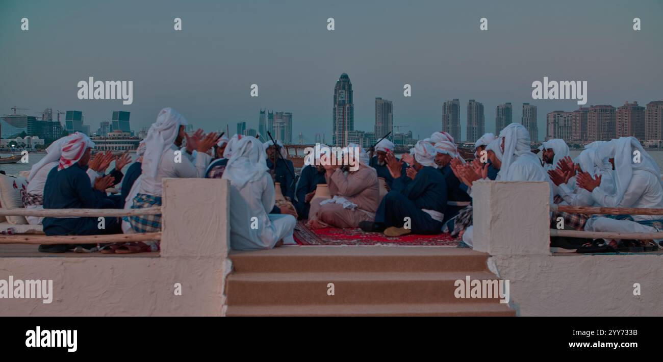 Qatar traditional folklore dance (Ardah dance) in Katara 14th ...