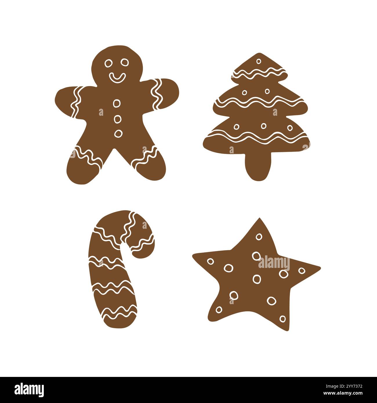 Vector set bundle of colored hand drawn doodle sketch ginger bread ...