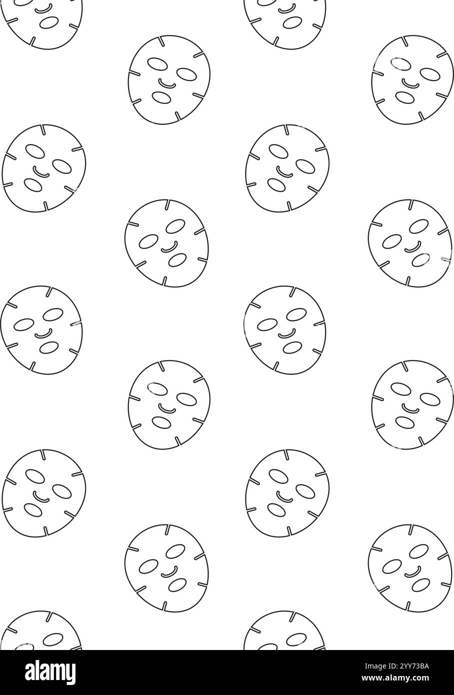 Vector seamless pattern of flat outline face beauty mask isolated on ...