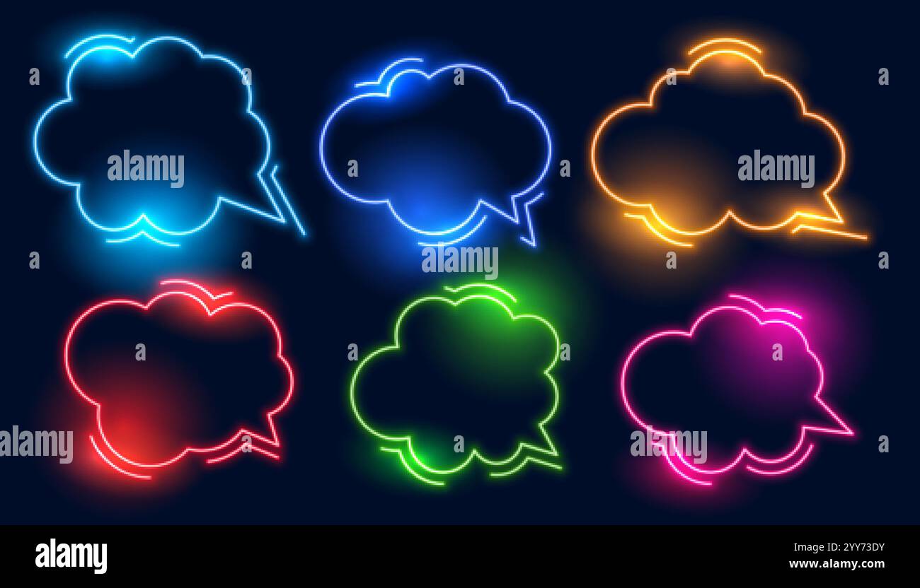 chat cloud style neon frames set Stock Vector Image & Art - Alamy