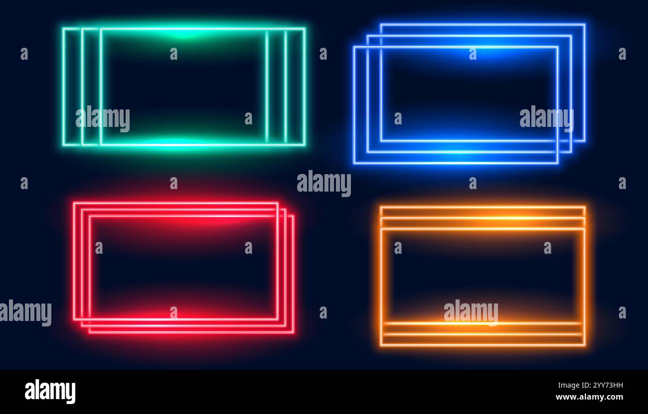 rectangle neon frames set in four colors Stock Vector Image & Art - Alamy