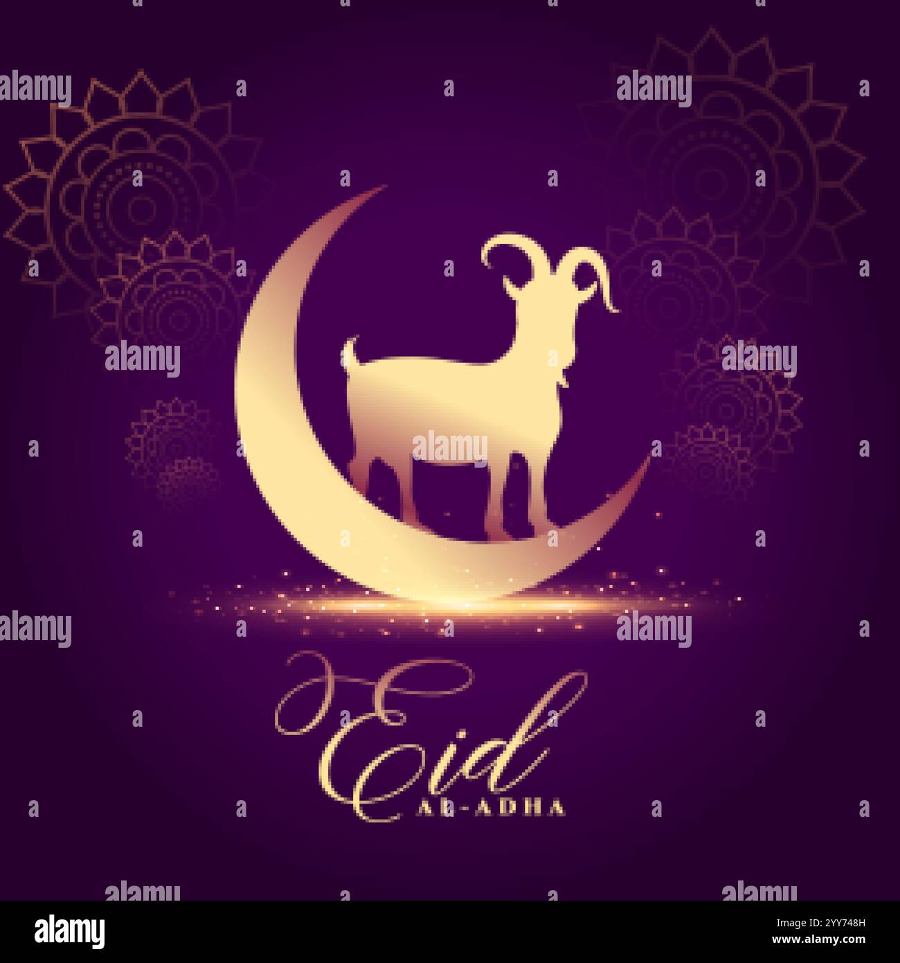 bakrid eid al adha festival card with moon and goat Stock Vector Image ...