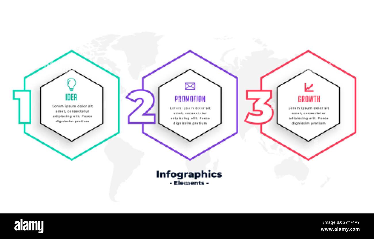three steps hexagonal shape infographic template design Stock Vector ...