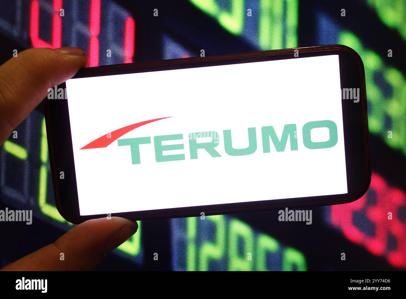 In this photo illustration, the Terumo company logo is seen displayed ...