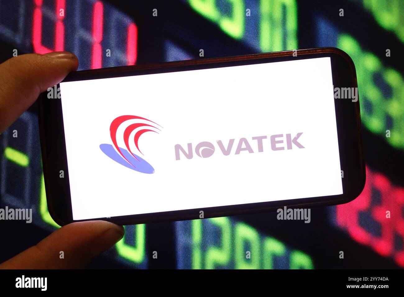 In this photo illustration, the Novatek company logo is seen displayed ...