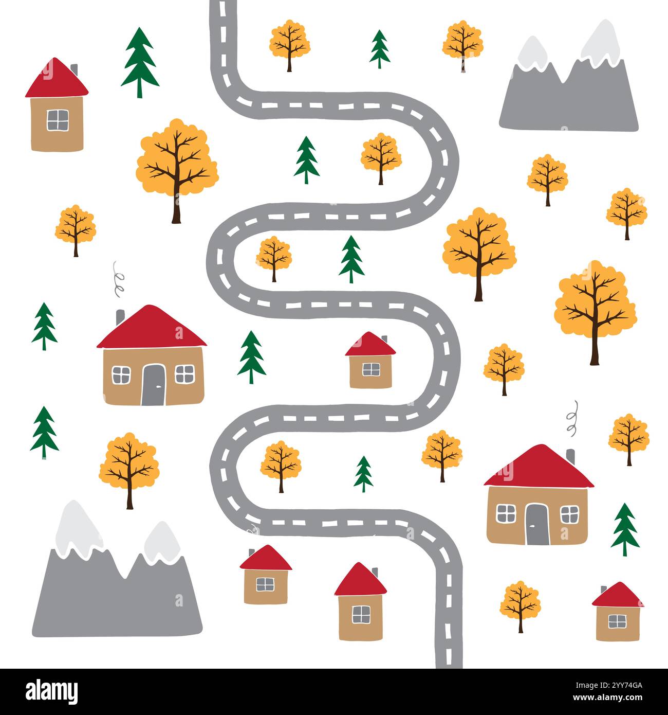 Vector seamless pattern of autumn hand drawn doodle sketch country ...