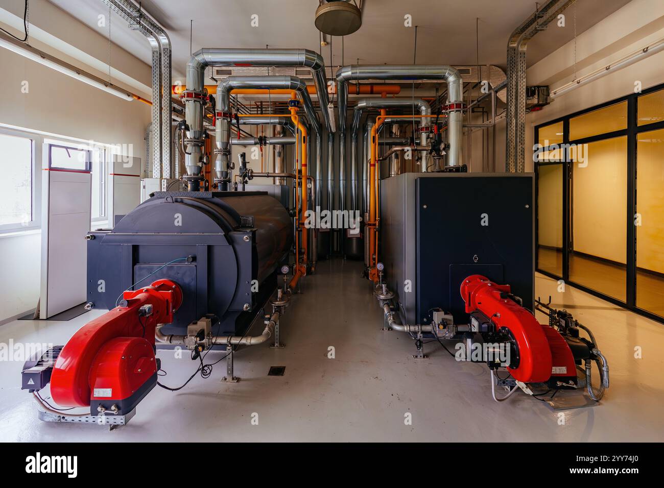 Industrial boiler room with modern boiler equipment Stock Photo - Alamy