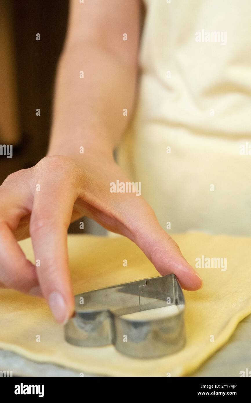 Process of making homemade cookies made by a special cookie cutter ...