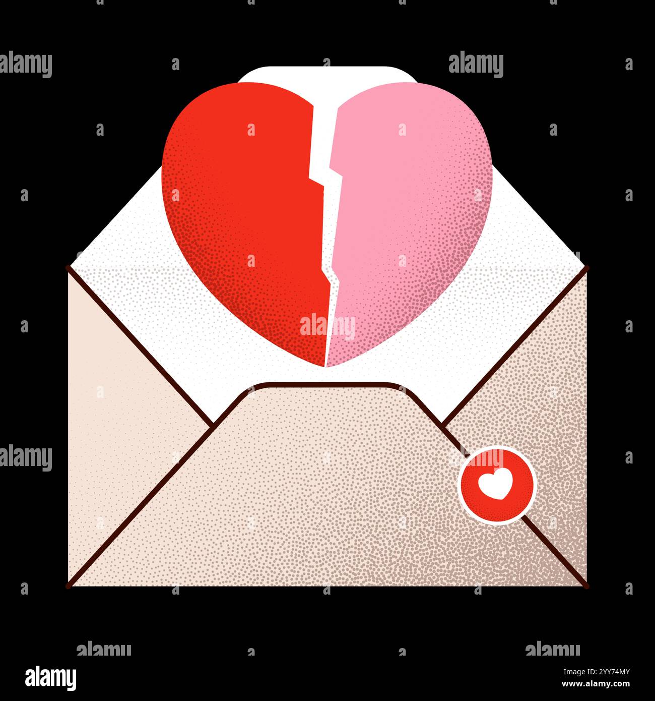 broken love letter envelope Valentines day minimal love letter vector ...