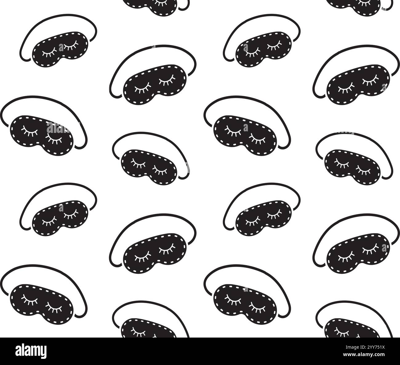 Vector seamless pattern of black hand drawn doodle sketch sleeping mask ...