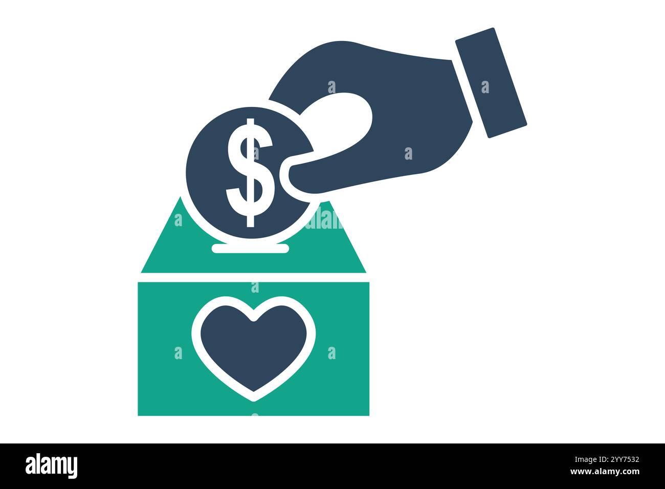 Donation icon. solid icon style. hand with charity box and dollar. icon ...