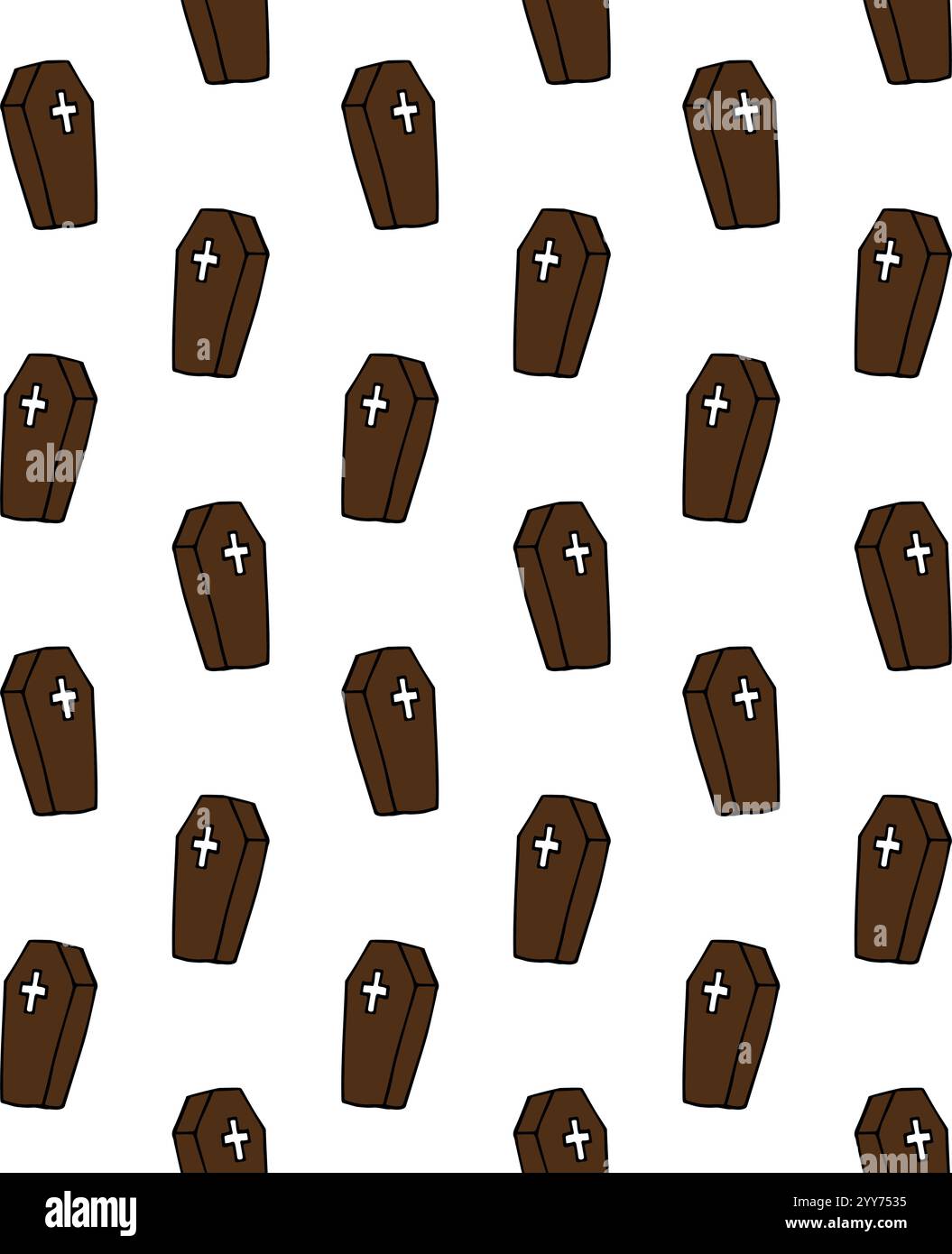 Vector seamless pattern of colored hand drawn doodle sketch coffin ...