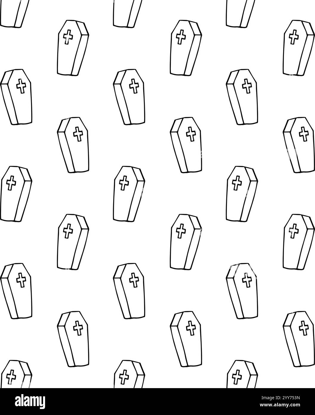 Vector seamless pattern of hand drawn doodle sketch coffin isolated on ...