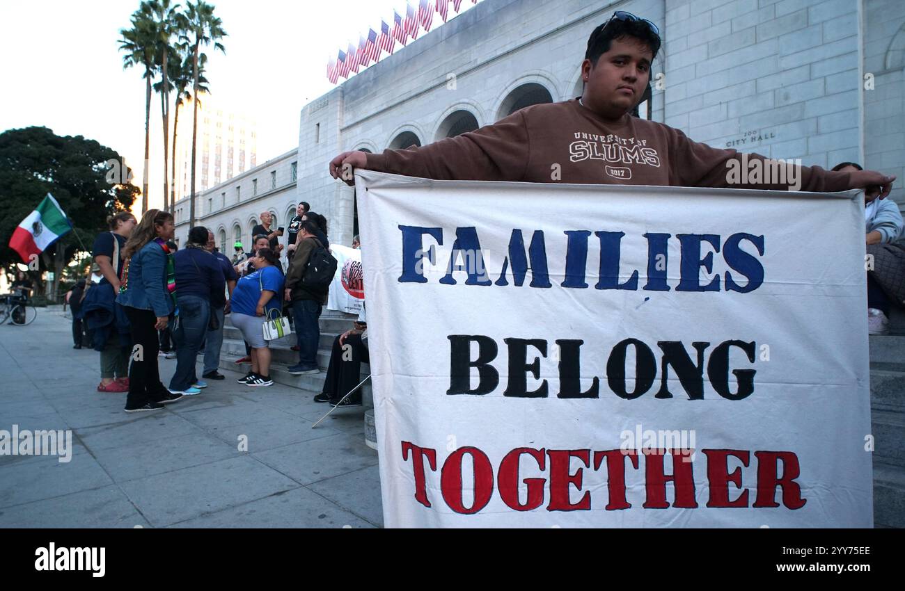 December 18, 2024, hundreds of people marched from Los Angeles City ...