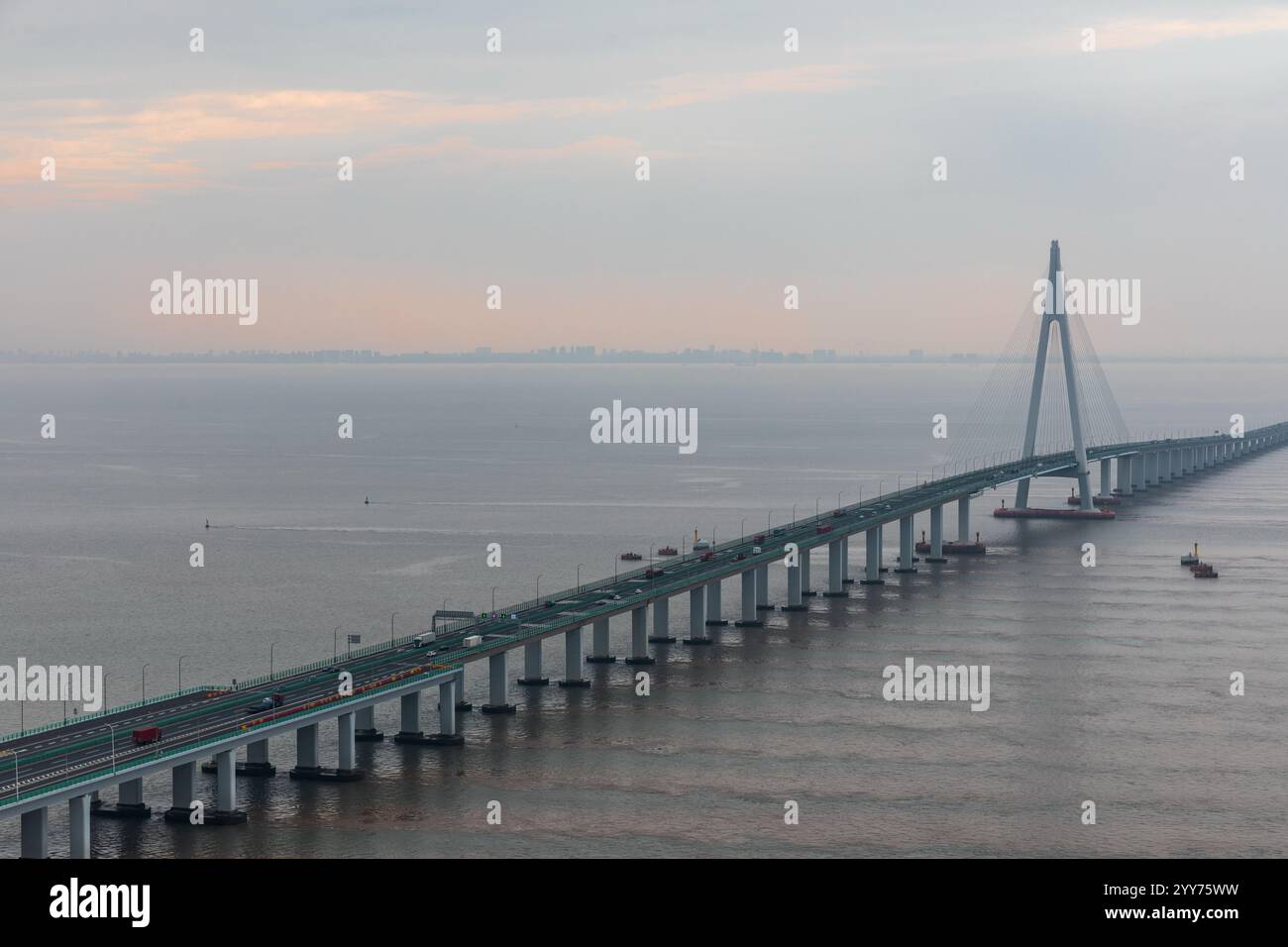View of the Hangzhou Bay Bridge in Ningbo, Zhejiang province, China ...
