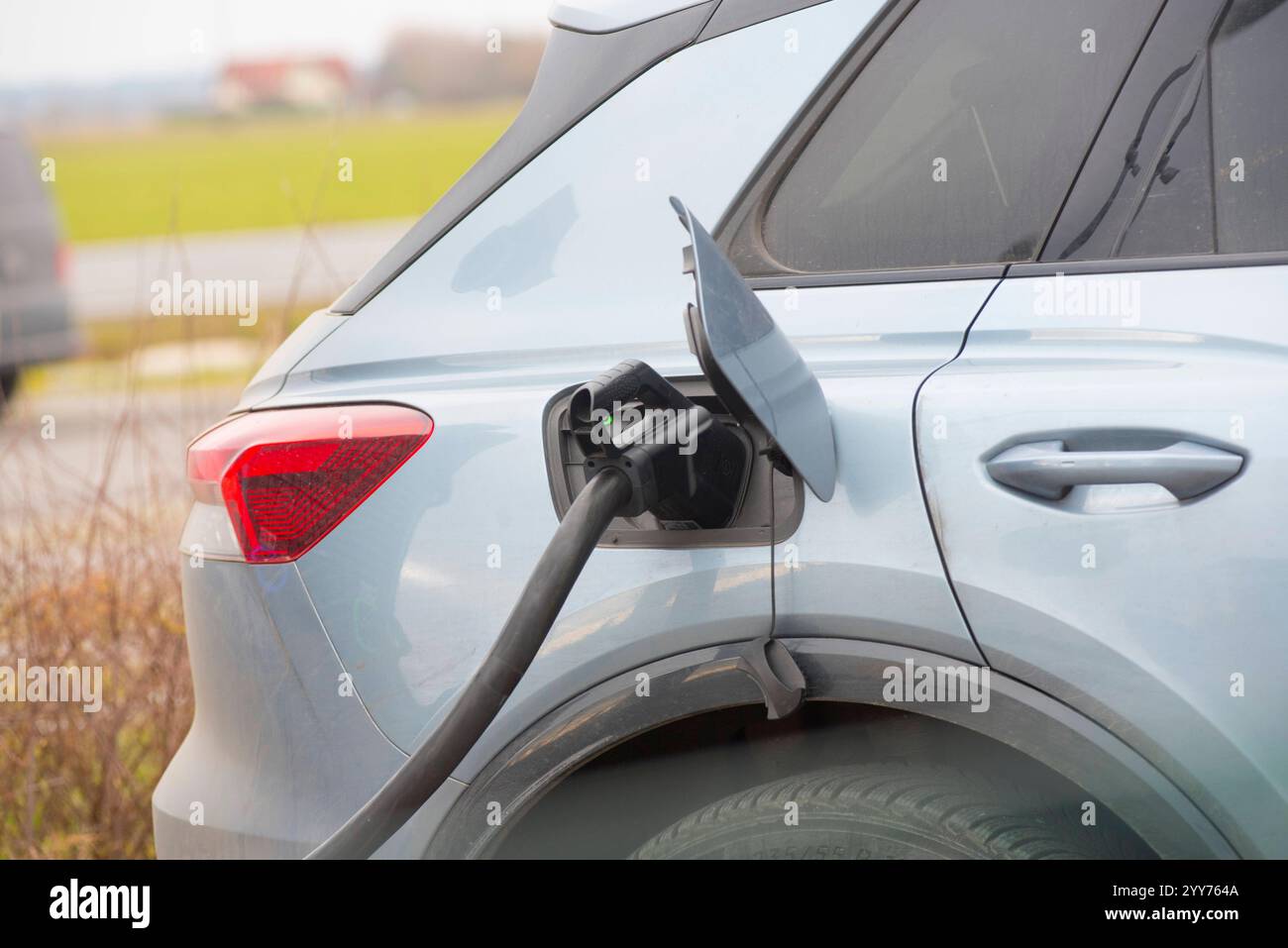 symbol of an electric car or electric vehicle powered by electric ...