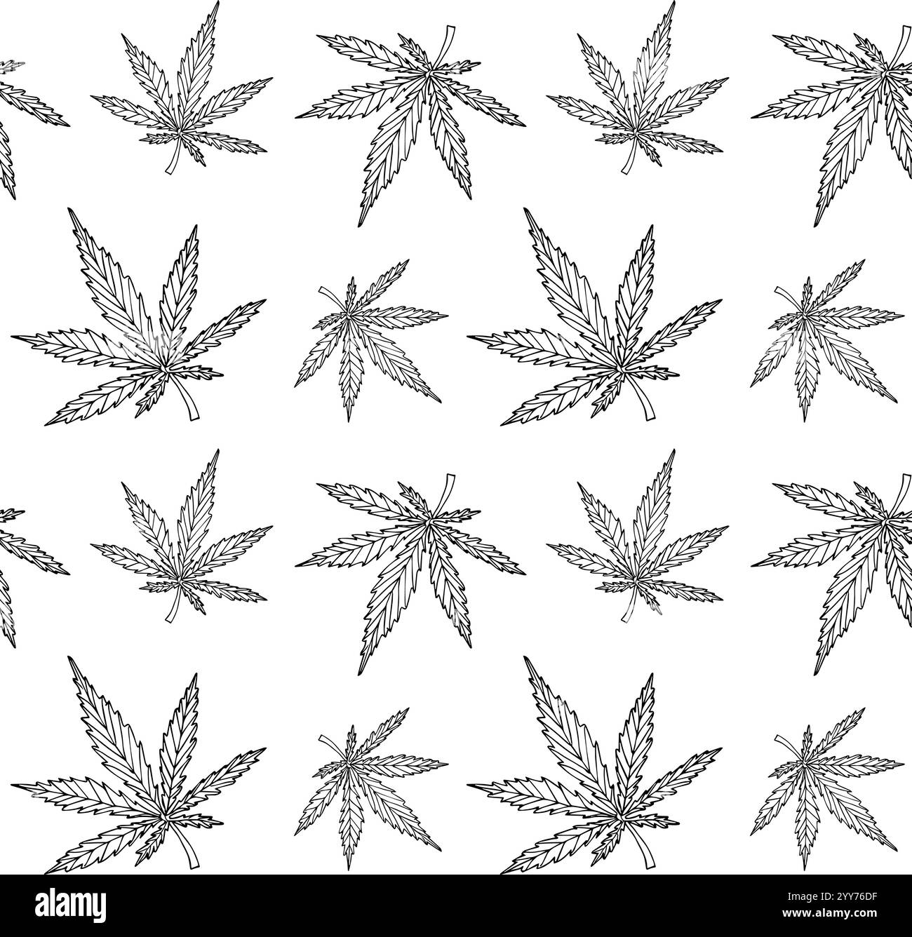 Vector seamless pattern of hand drawn hemp leaves Stock Vector Image ...