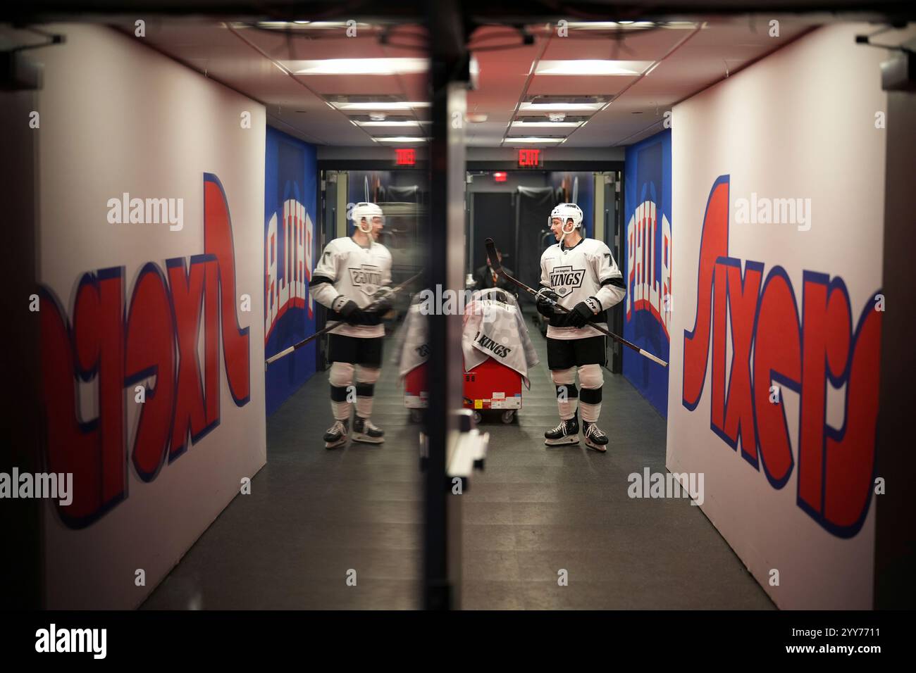Los Angeles Kings' Kyle Burroughs prepares to warm up before an NHL ...
