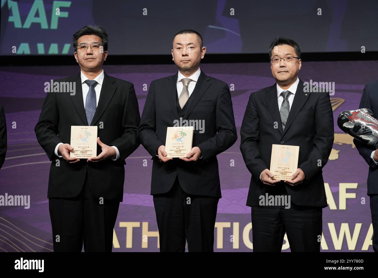 Tokyo, Japan. 19th Dec, 2024. (L-R) Yusaku Toyoshima, Motoki Matsuyama, Tadashi Nishiyama ...