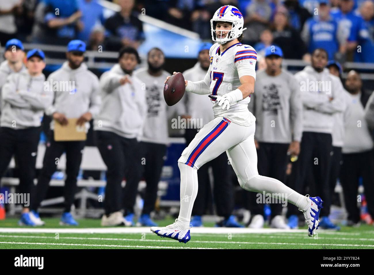 Buffalo Bills quarterback Josh Allen looks to pass during the first ...