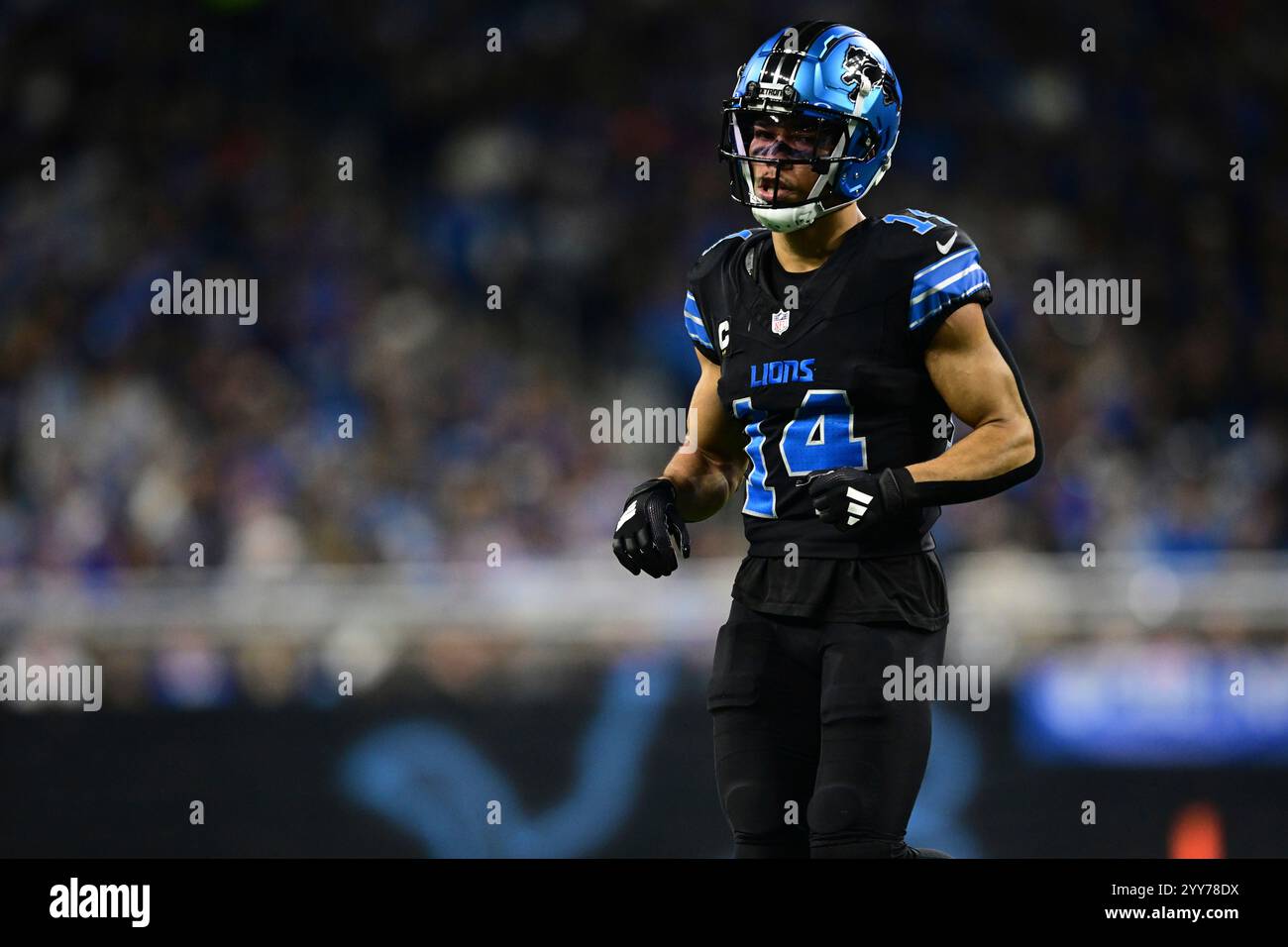 Detroit Lions wide receiver Amon-Ra St. Brown line sup during the first ...