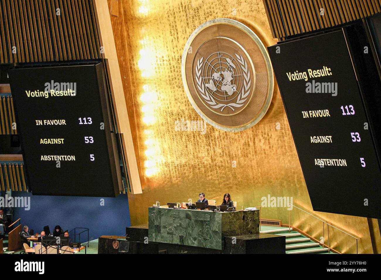 New York, New York, USA. 19th Dec, 2024. UN member countries vote ...