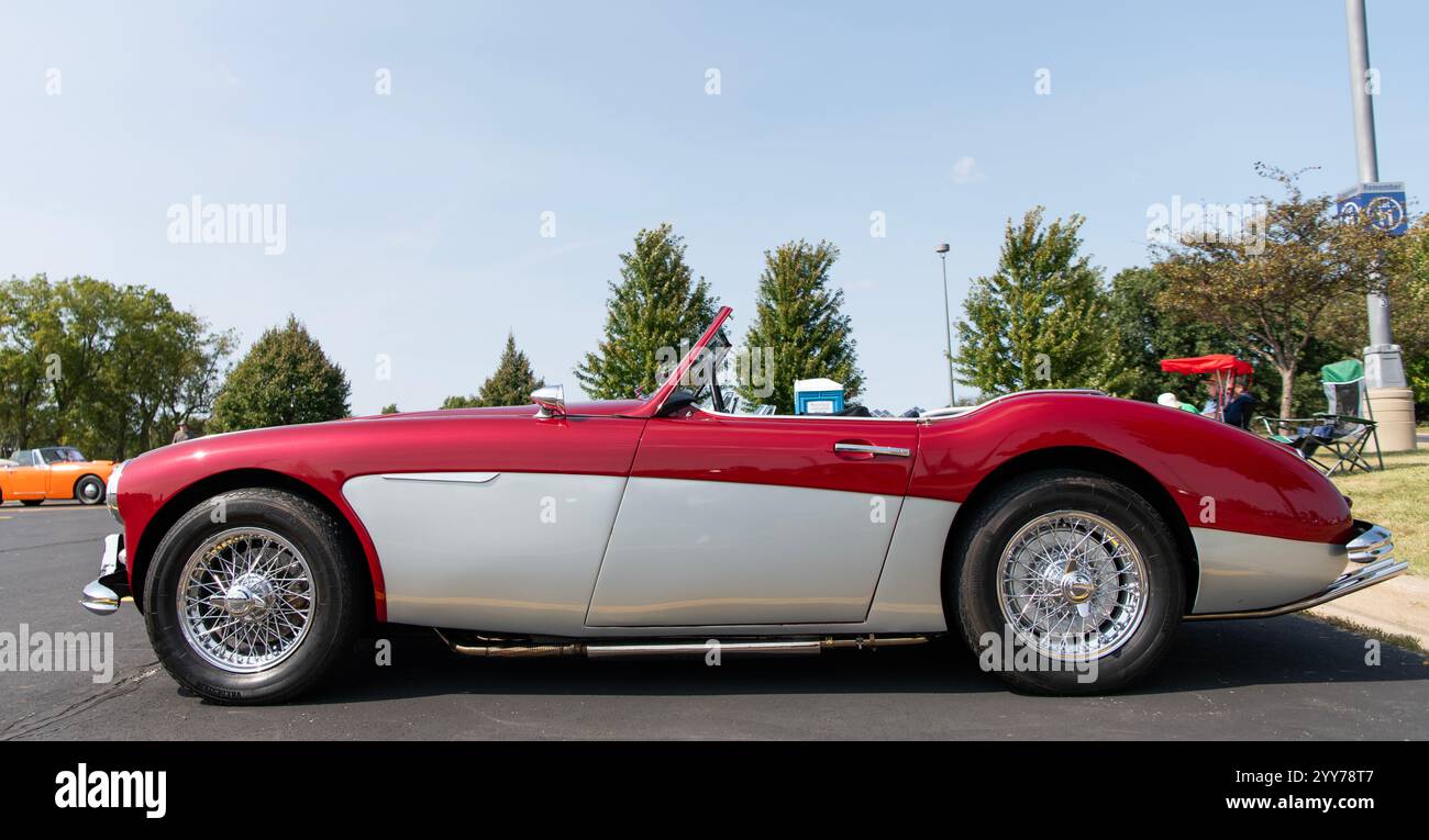 Chicago, Illinois, USA - September 08, 2024: Austin Healey 100-6 two ...