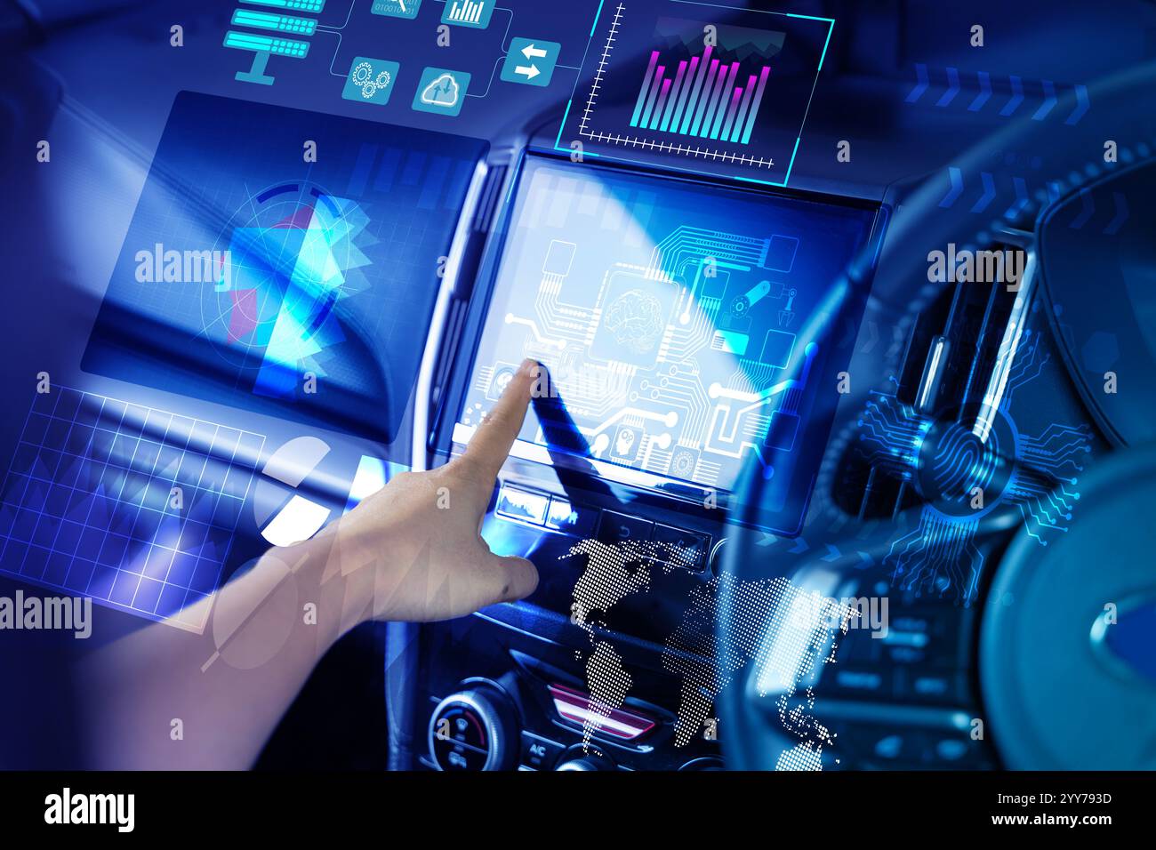 Modern smart car technology intelligent system using Heads up display ...