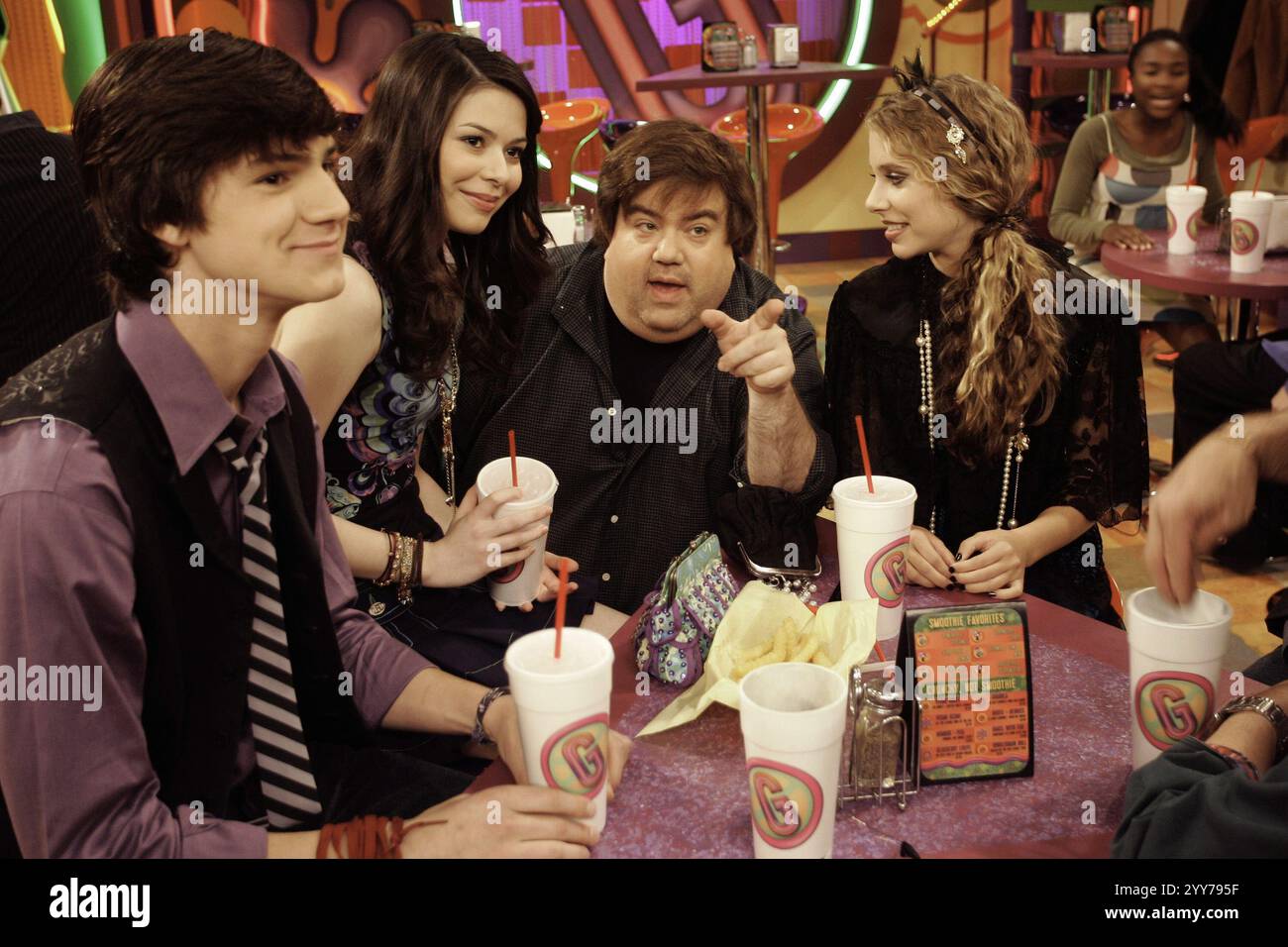 April 9, 2009: Dan Schneider talks with iCarly cast members including ...