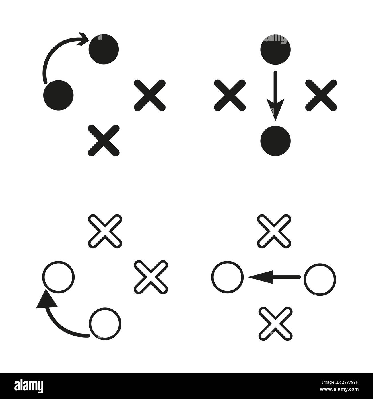 Tactical plan icon. Arrows and cross marks. Strategy vector concept ...