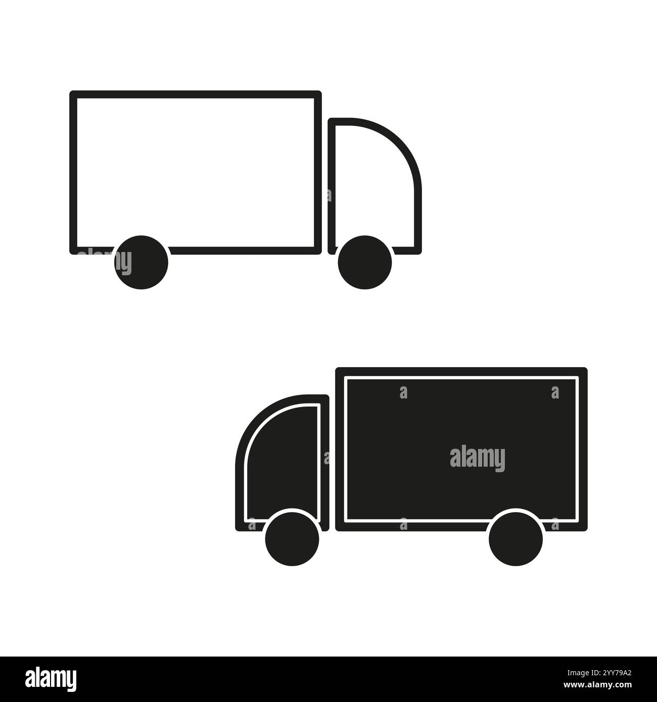 Truck outline icon. Black and white vehicles. Simple vector design ...