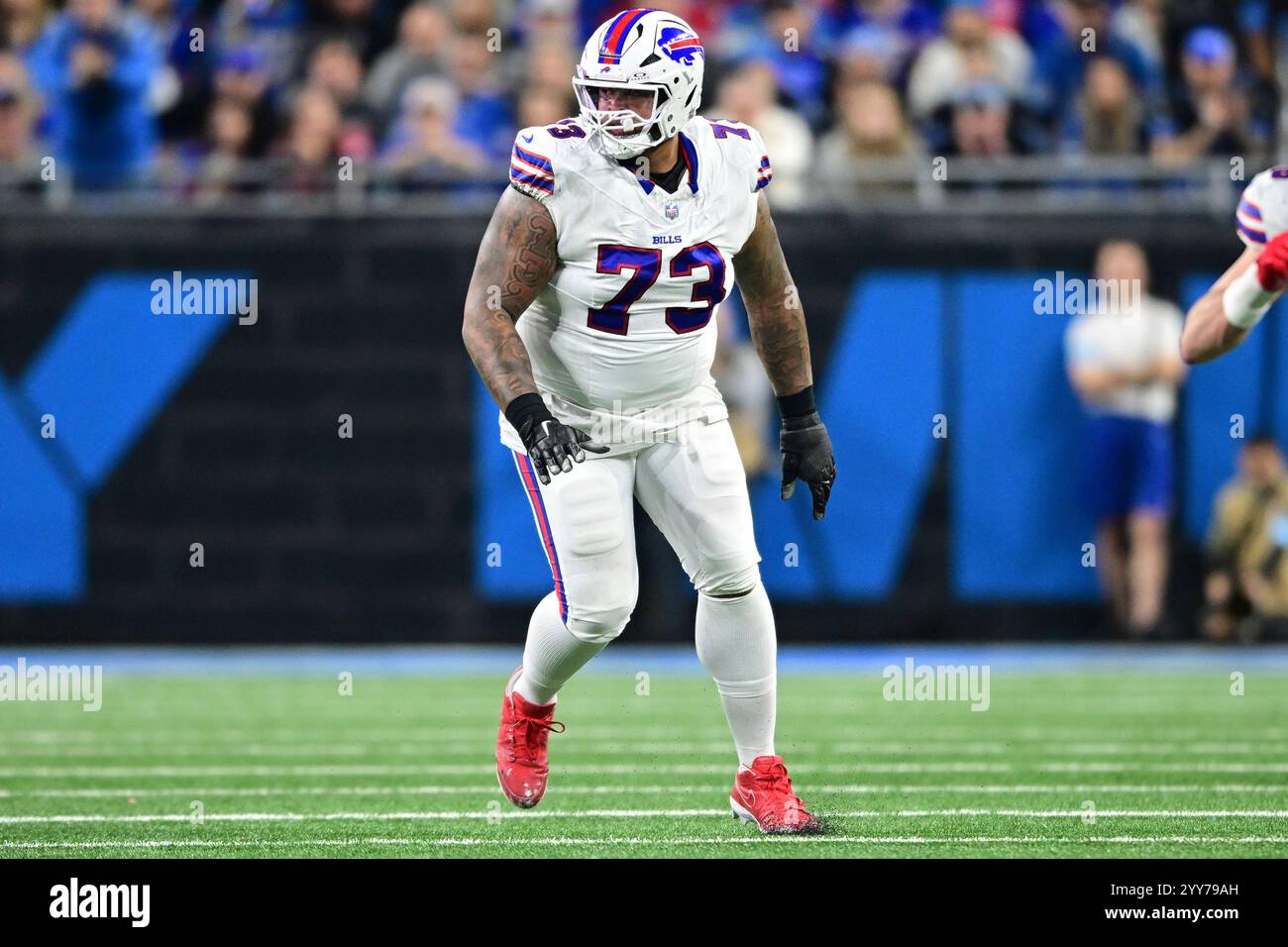 Buffalo Bills offensive tackle Dion Dawkins looks to block during the ...