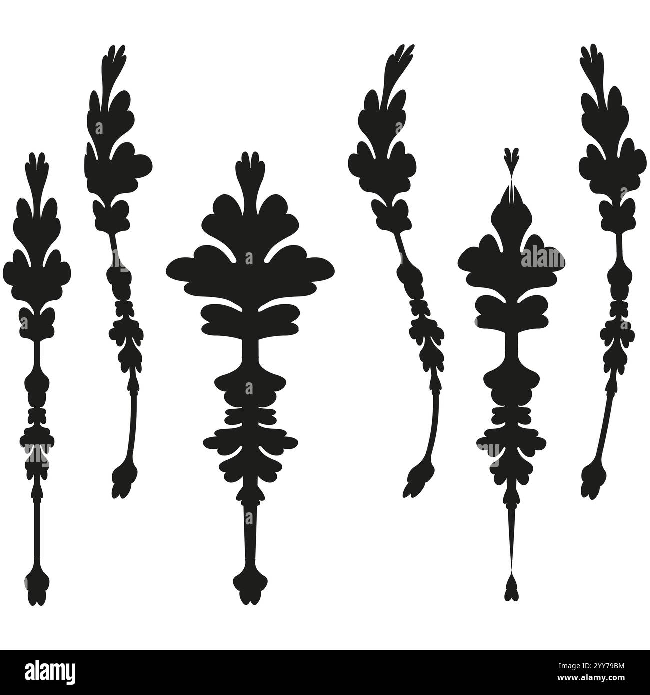 Decorative shape collection. Ornamental black figures. Symmetrical ...