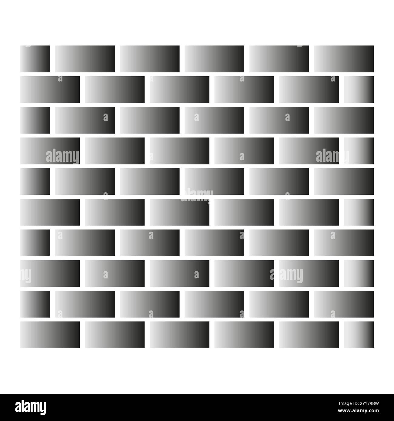 Brick wall gradient. Gray scale bricks. Smooth shading texture. Vector ...