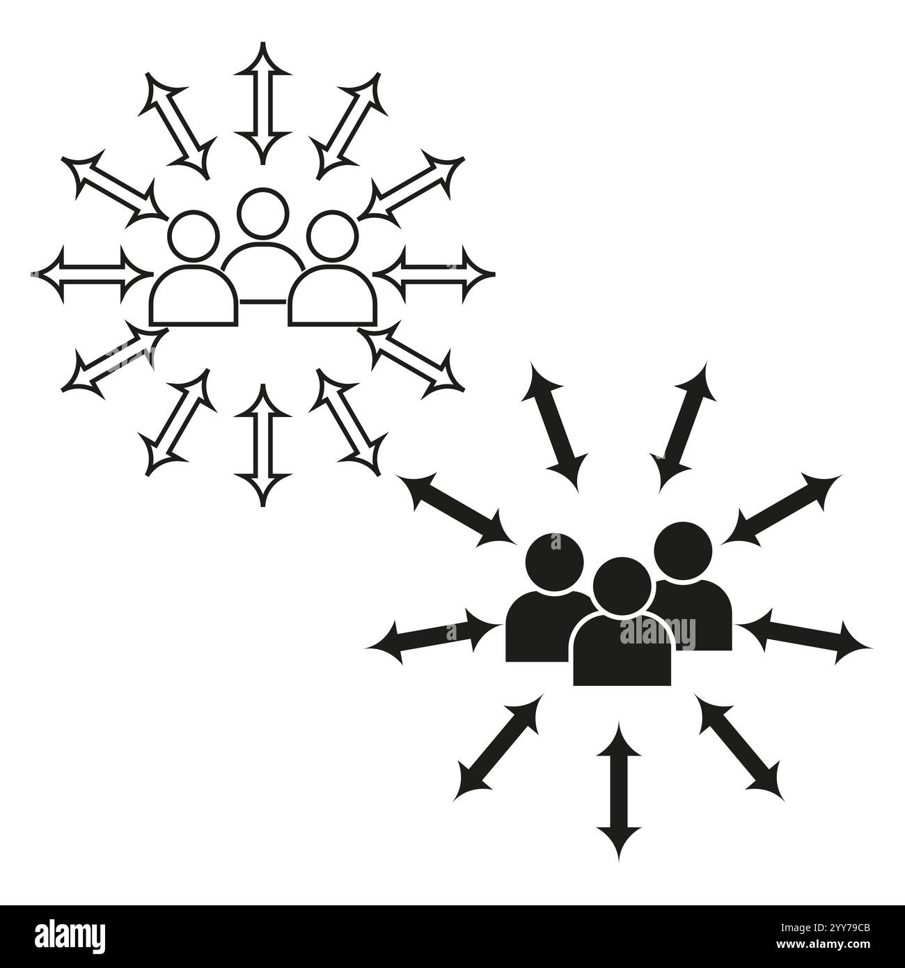 Network group icon. People connection symbol. Arrow flow vector. Black ...