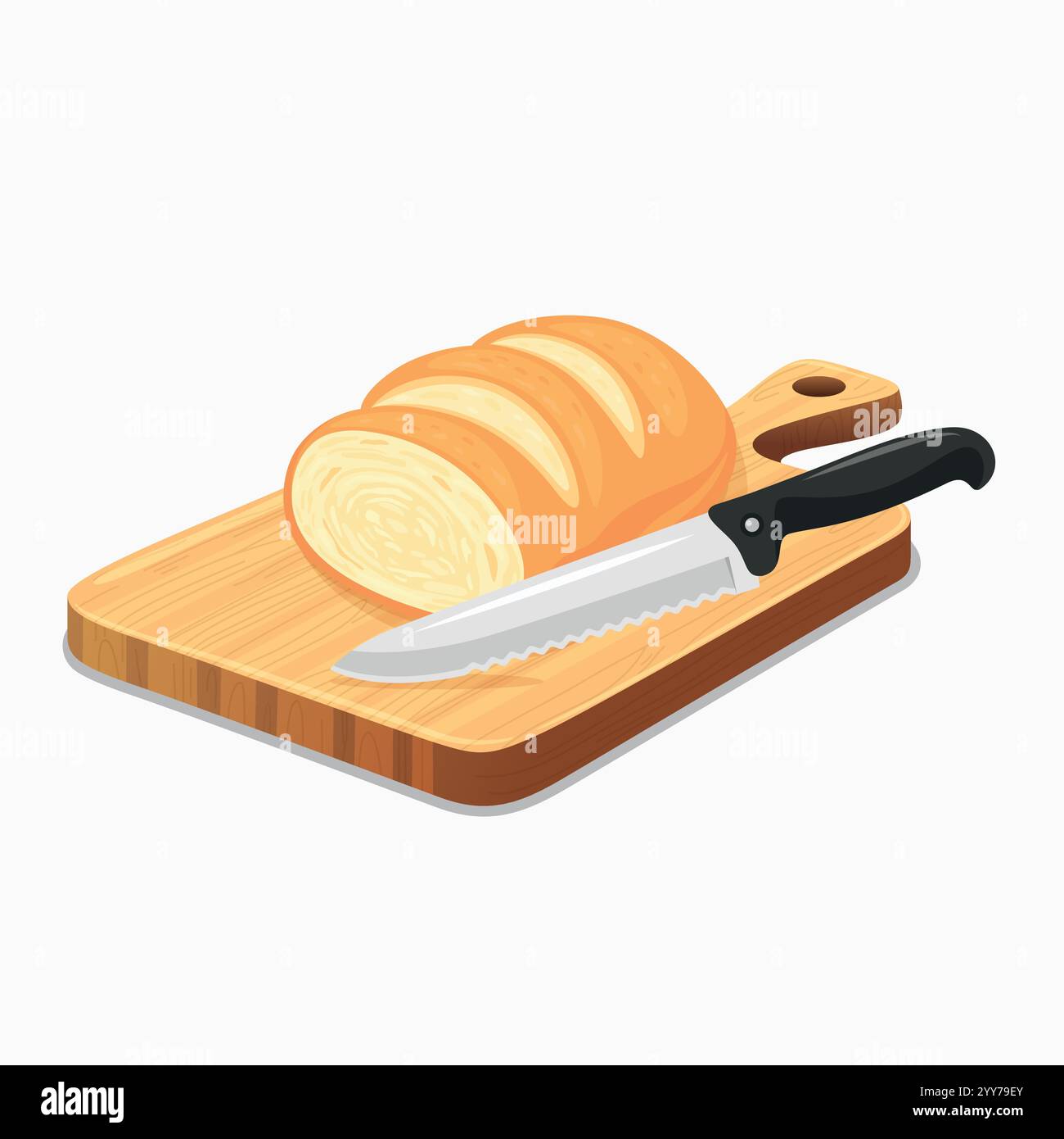 Flat Vector Wooden Cutting Board with Kitchen Knife Icon. Cutting Board ...