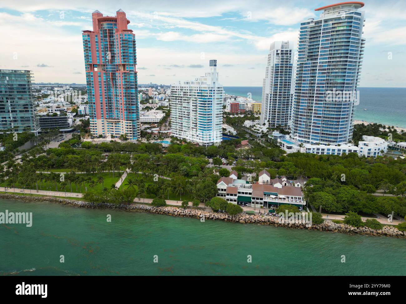 Cityscape landscape in South Beach. Florida panorama. Skyscraper ...