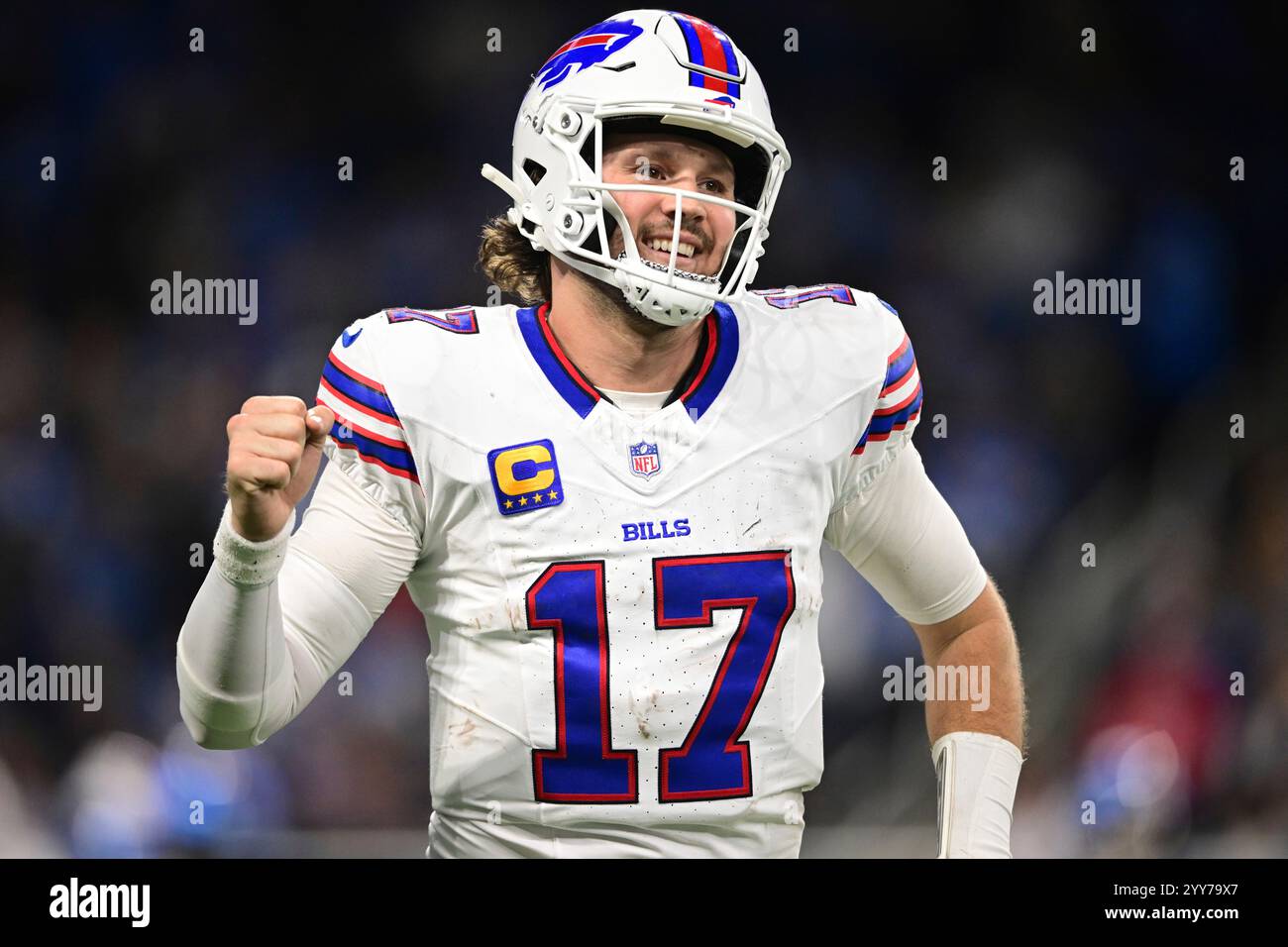 Buffalo Bills quarterback Josh Allen celebrates after throwing a ...