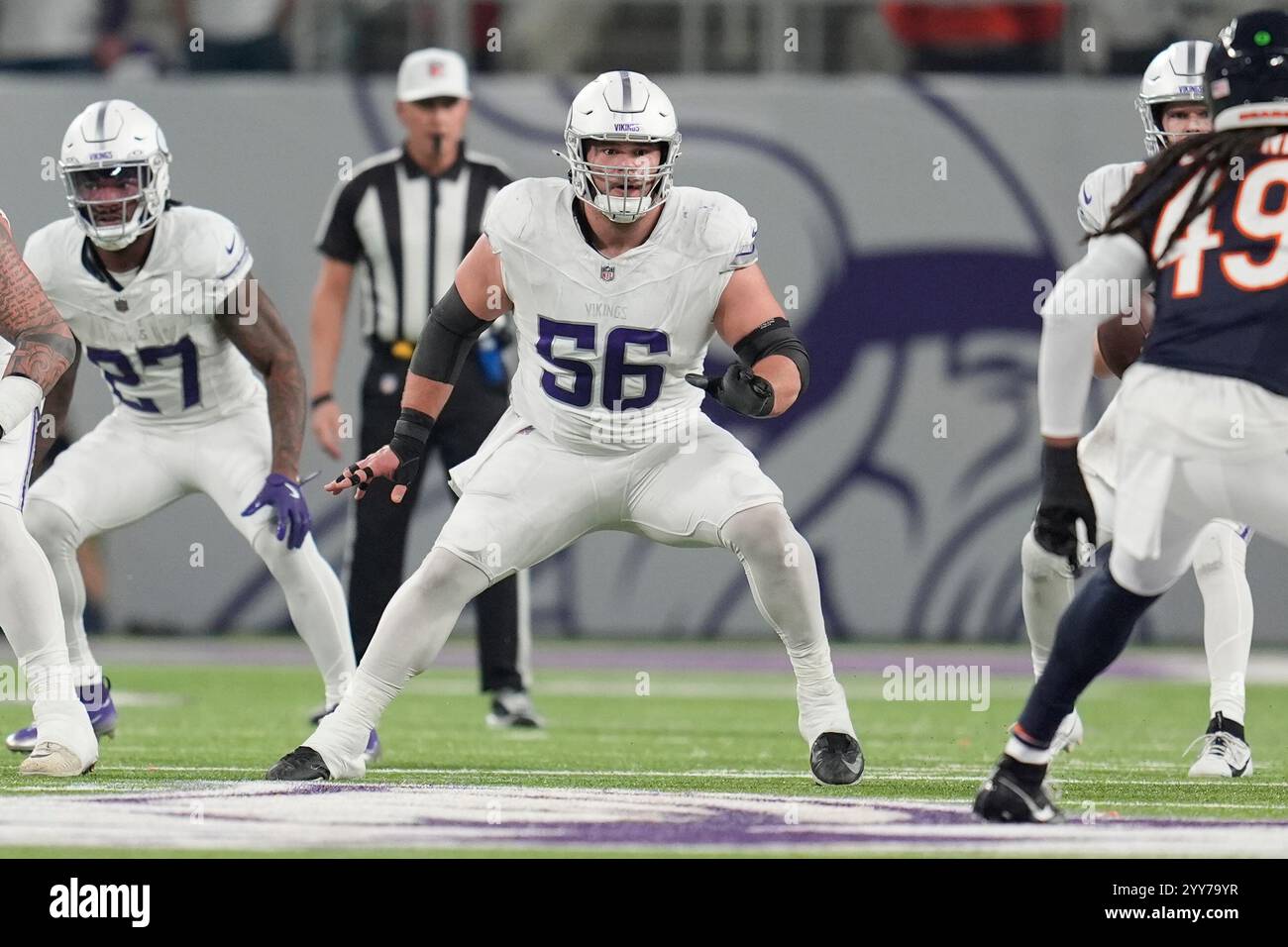 Minnesota Vikings center Garrett Bradbury (56) in action during the ...