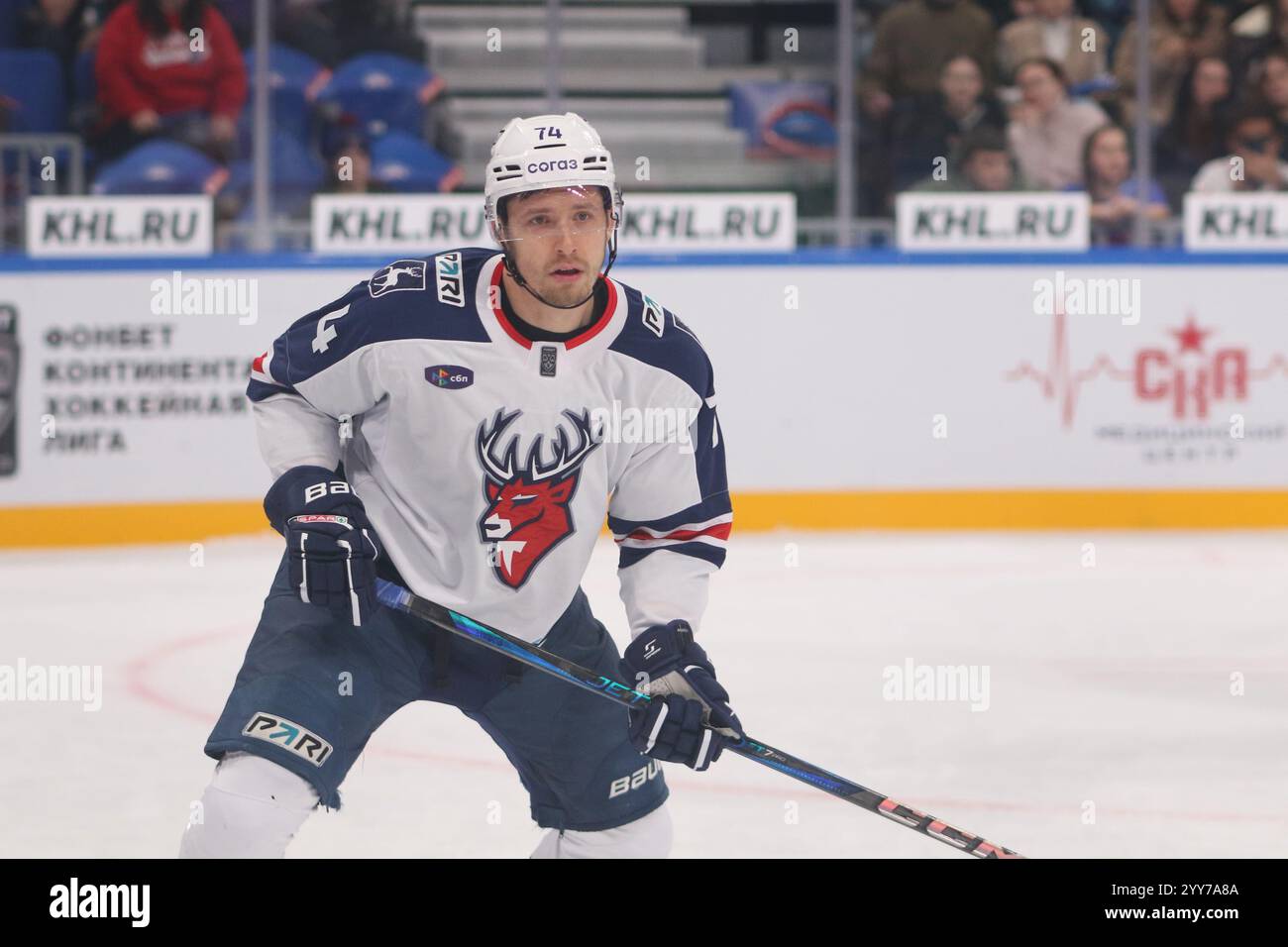 Saint Petersburg, Russia. 19th Dec, 2024. Mikhail Orlov (74) Torpedo Hockey Club seen in action ...