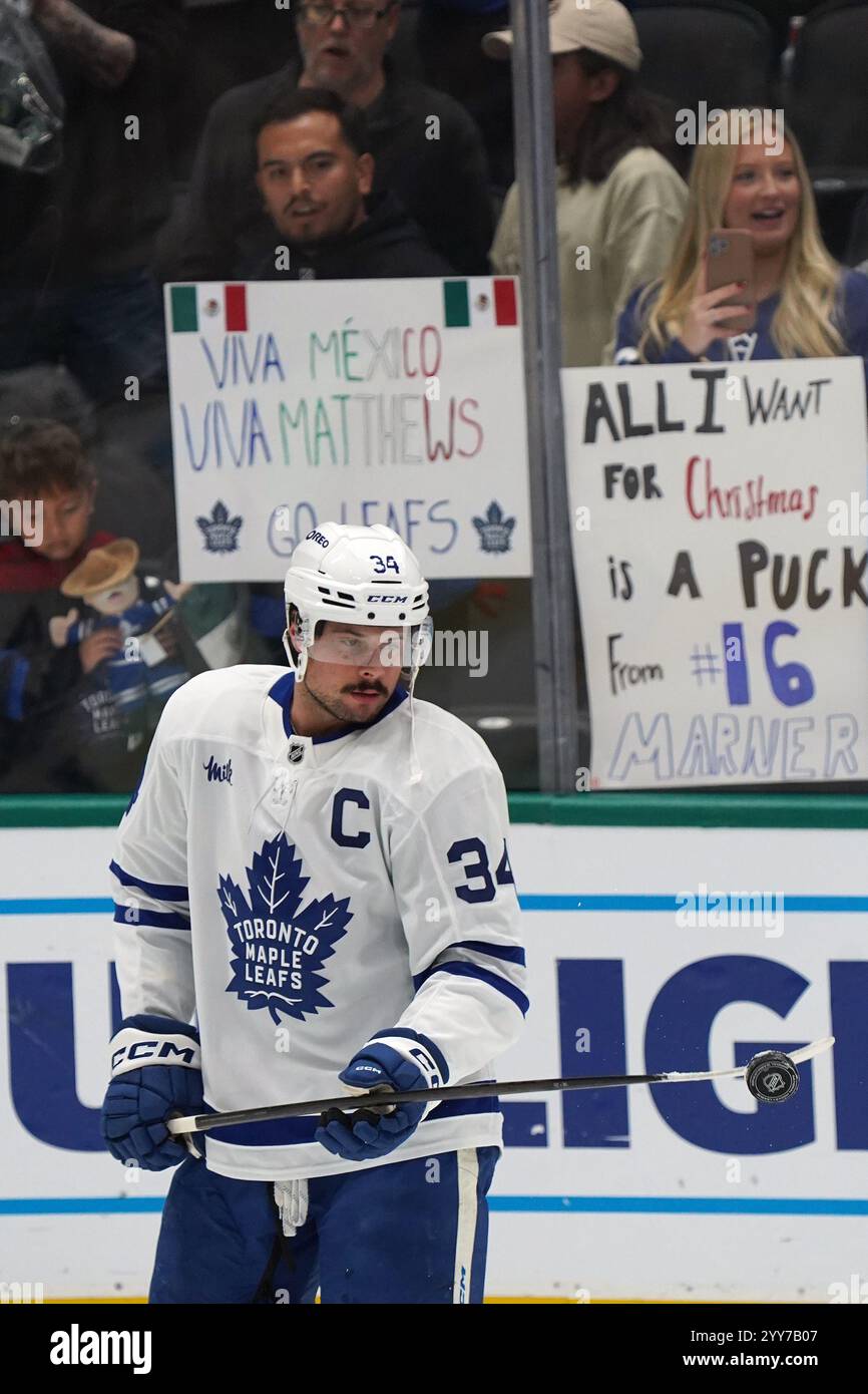 Dallas, United States. 18th Dec, 2024. Auston Matthews #34 of Toronto ...