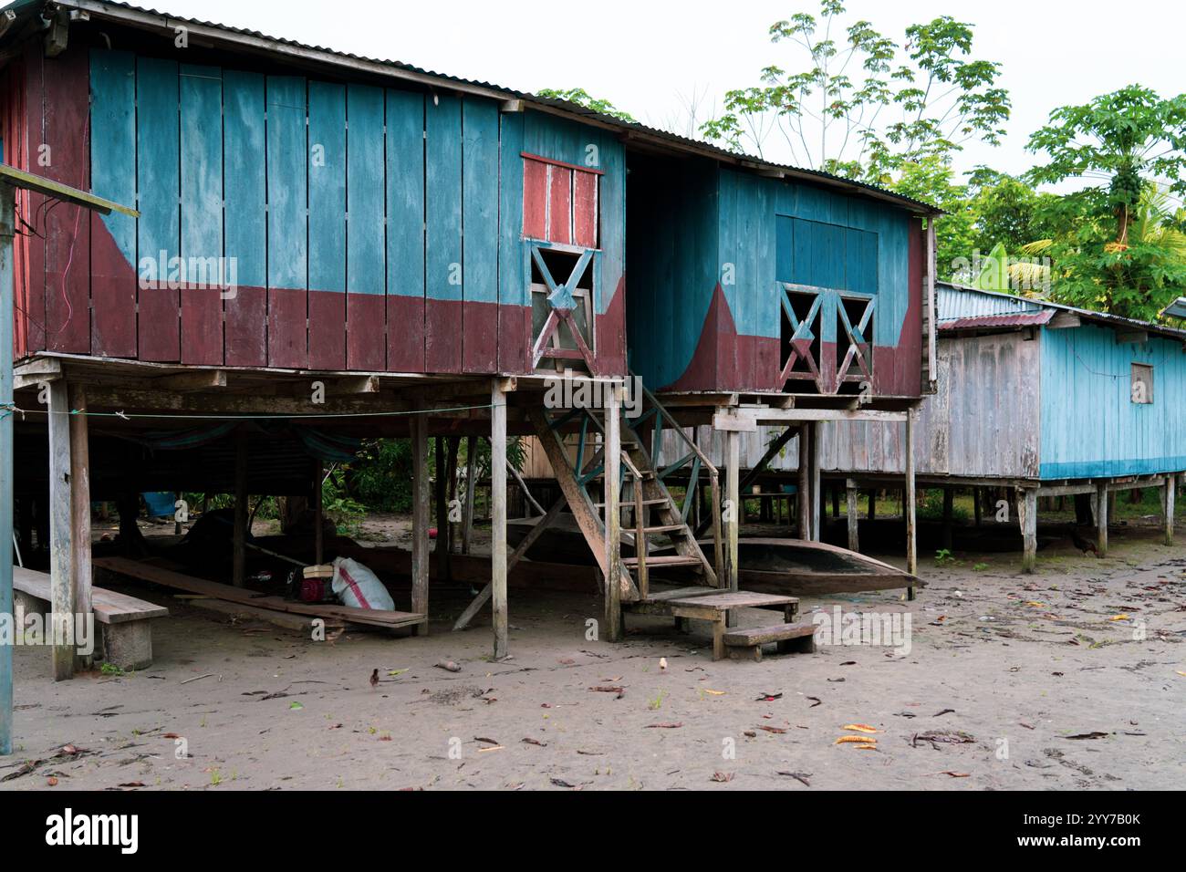 Typical Riberenos Home on Stilts in the Peruvian Amazon Stock Photo - Alamy
