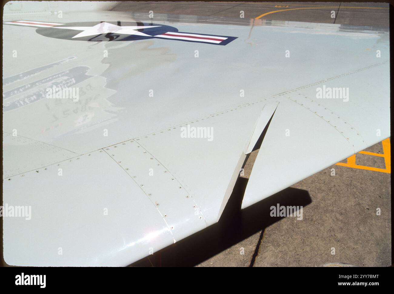 Aerodynamic wing fence is formed by slot in leading edge of F-106 wing ...